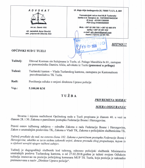 TIP.ba | Foto/Pročitajte tužbu s prijedlogom privremene mjere i mjere ... TIP.ba | Foto/Pročitajte tužbu s prijedlogom privremene mjere i mjere ...