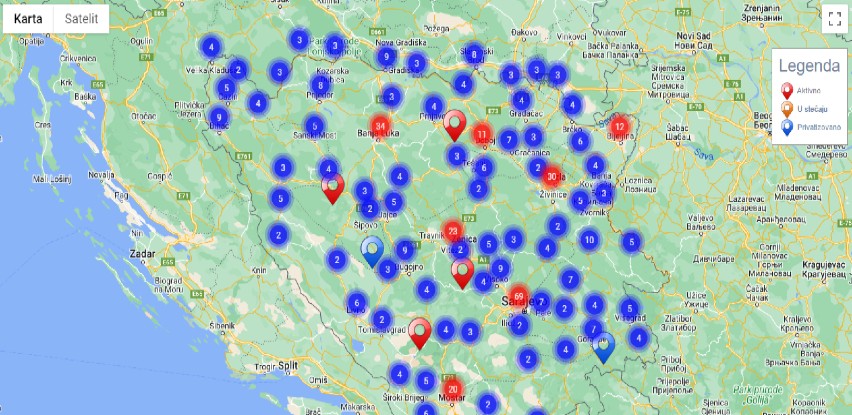 Objavljena interaktivna mapa svih javnih preduzeća u BiH - TIP.ba