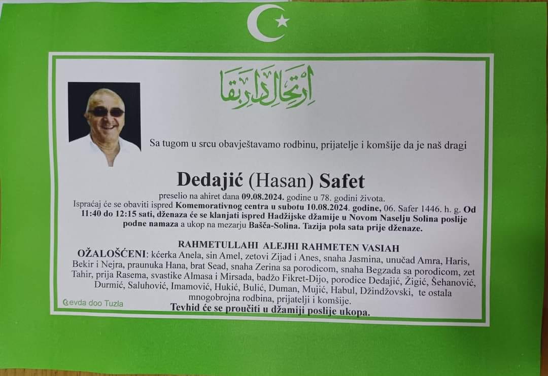 Preminuo Safet Dedajić, poznati tuzlanski izvođač sevdalinki - TIP.ba